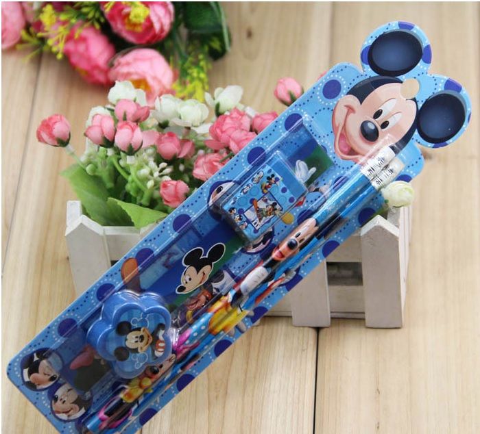 5 in 1 kids Disney Mickey Mouse stationary set containing 2 pencils, 1 ...